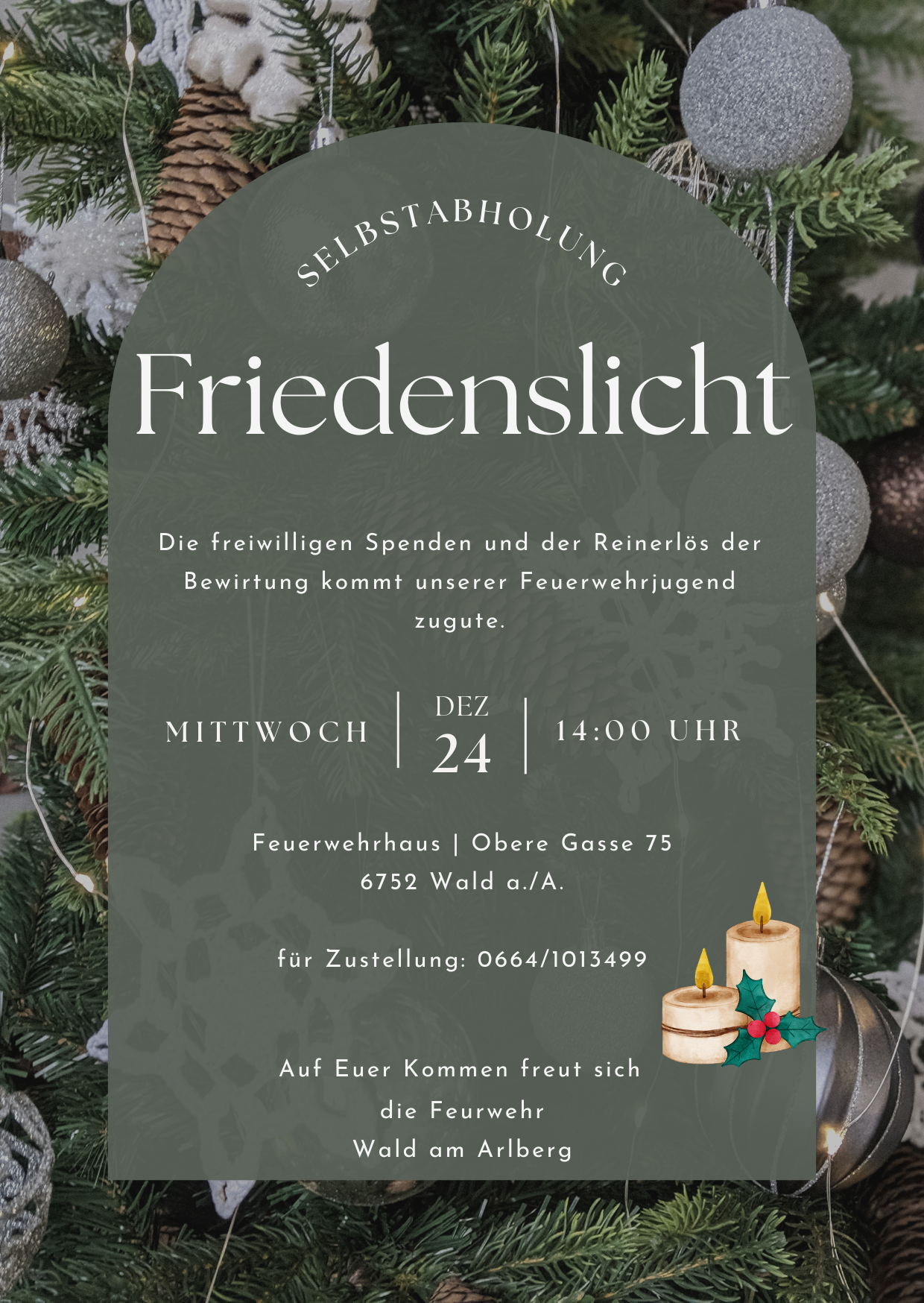 Friedenslicht Wald am Arlberg